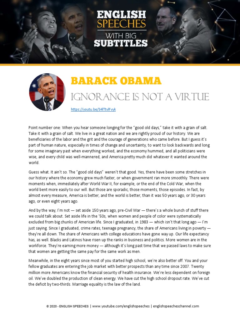 Transcript - Barack Obama | PDF | United States Congress | American ...