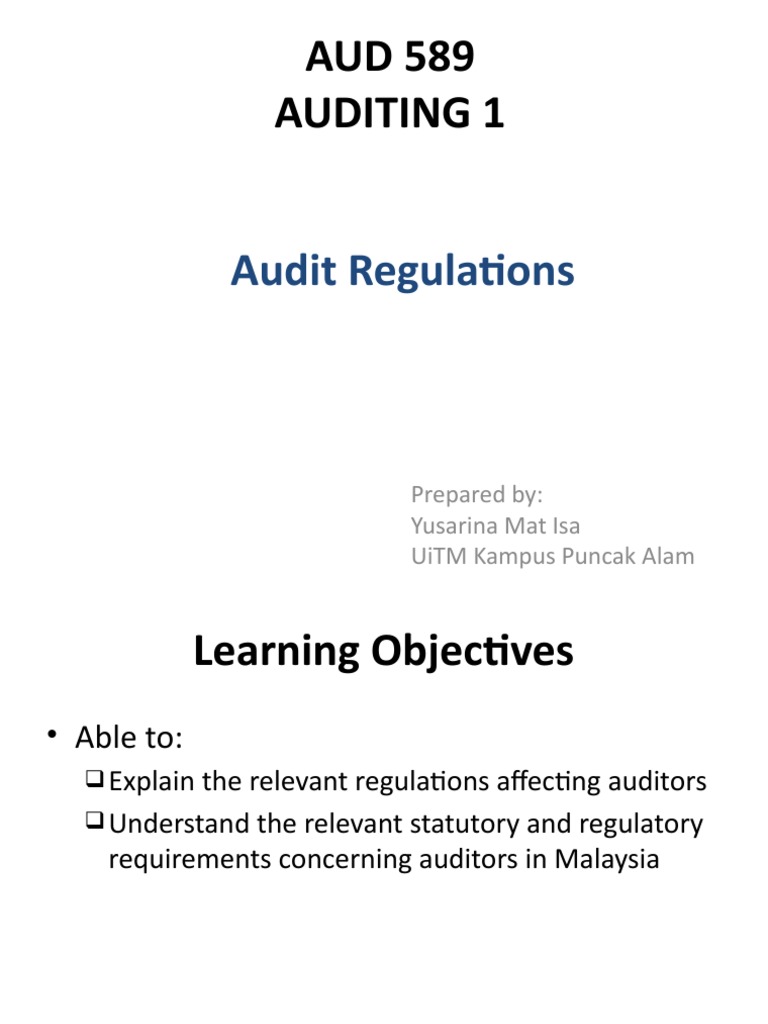 TOPIC 2 - Audit Regulations | PDF | Audit | Integrity