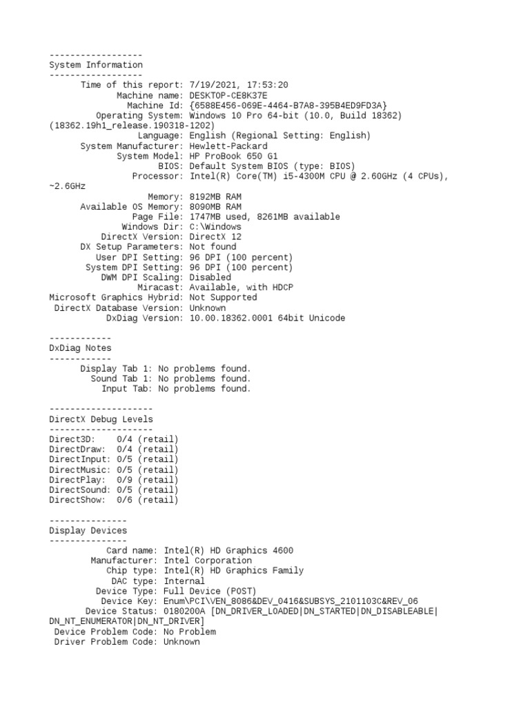 DX Diag | PDF | Device Driver | Codec