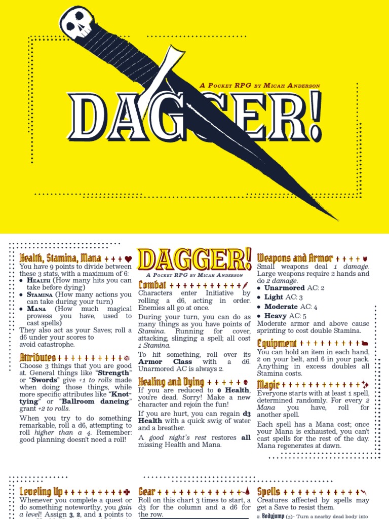 A Pocket RPG: An Introduction to the Basics of the DAGGER! Roleplaying ...