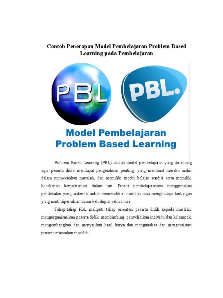 Contoh Penerapan Model Pembelajaran Problem Based Learning Pada Pembelajaran | PDF
