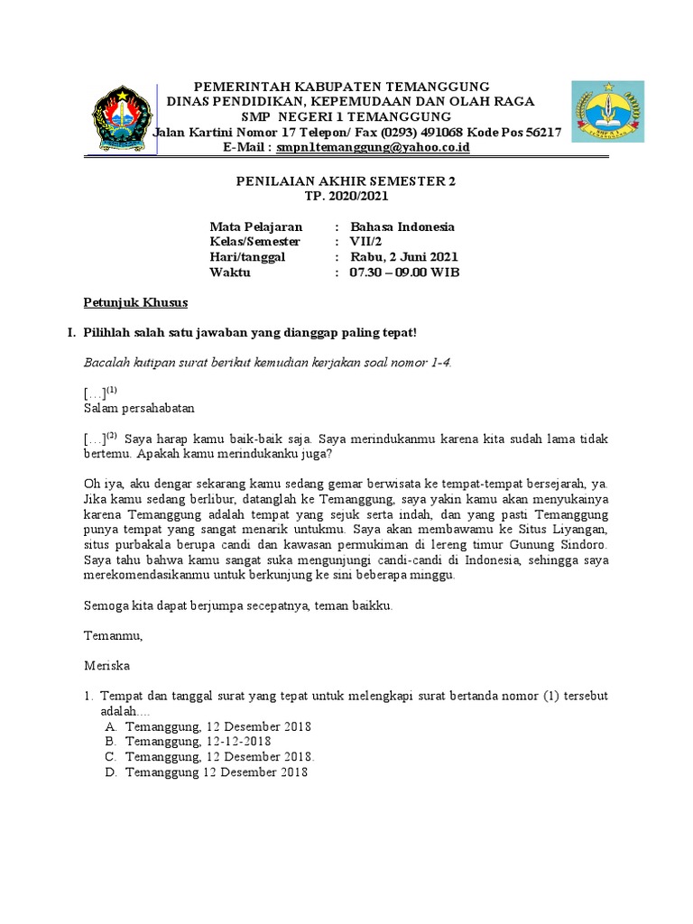 Soal Pas 2 2020-2021 | PDF