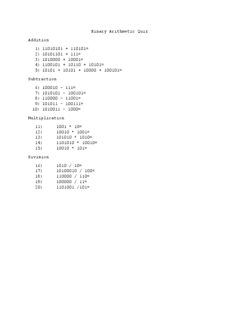 Binary Arithmetic | PDF