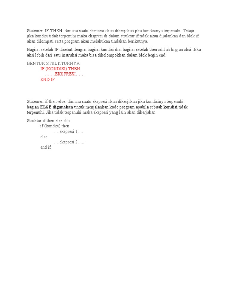 Percabangan If Then, If Then Else, Case | PDF