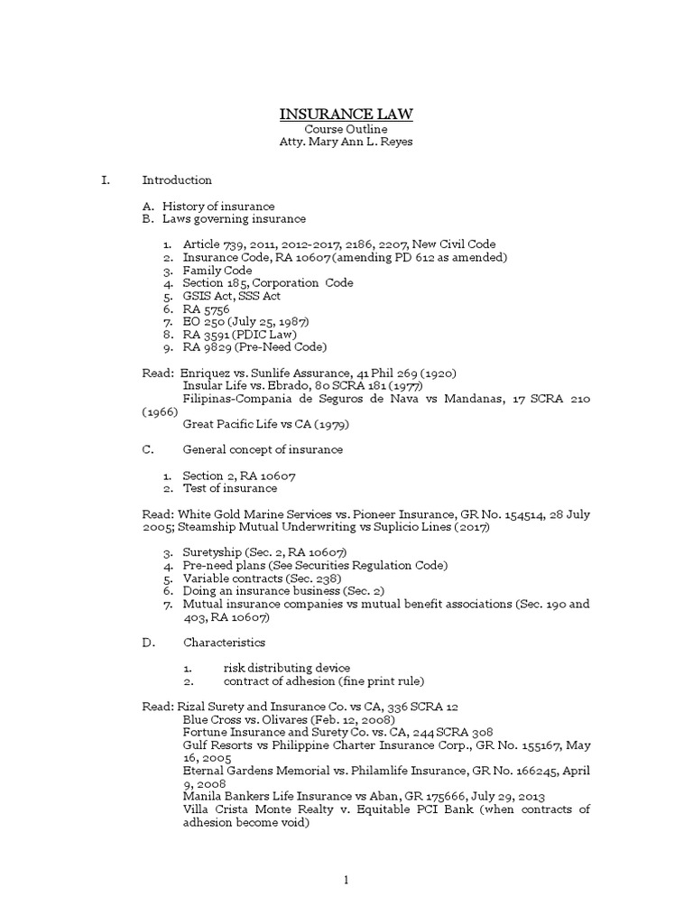 Comprehensive Guide to Insurance Law | PDF | Insurance | Financial Risk