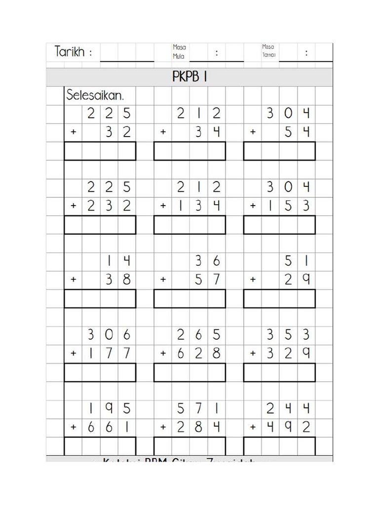 Latihan Matematik Tahun 2 - Worksheet 5 | PDF