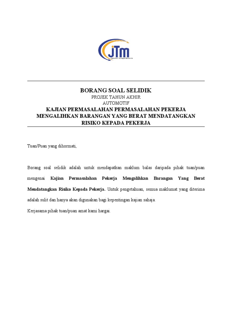 Borang Kaji Selidik | PDF