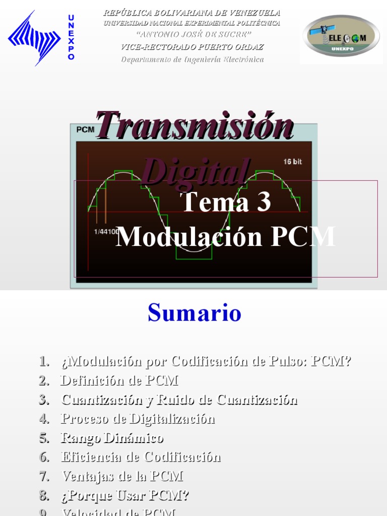Tema 3 Modulacion PCM | PDF | Conversor analógico a digital ...