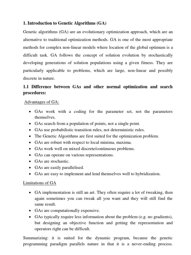 Introduction To Genetic Algorithms (GA) | Download Free PDF | Genetic Algorithm | Mathematical ...