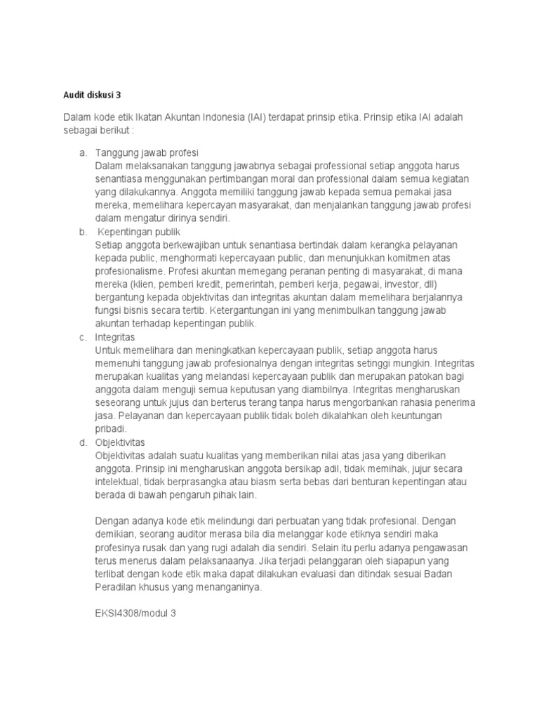 Audit Diskusi 3 | PDF | Karier & Perkembangan