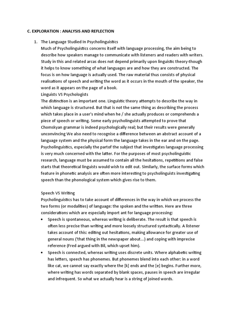 Analyzing Language Processing: An Exploration of Psycholinguistic ...