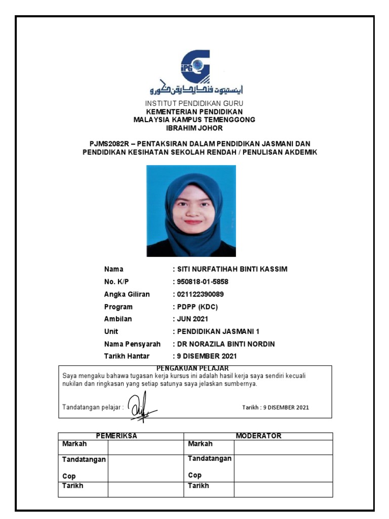 Siti Nurfatihah Binti Kassim - 2021122390089 - pj1 - Tugasan 3 | PDF