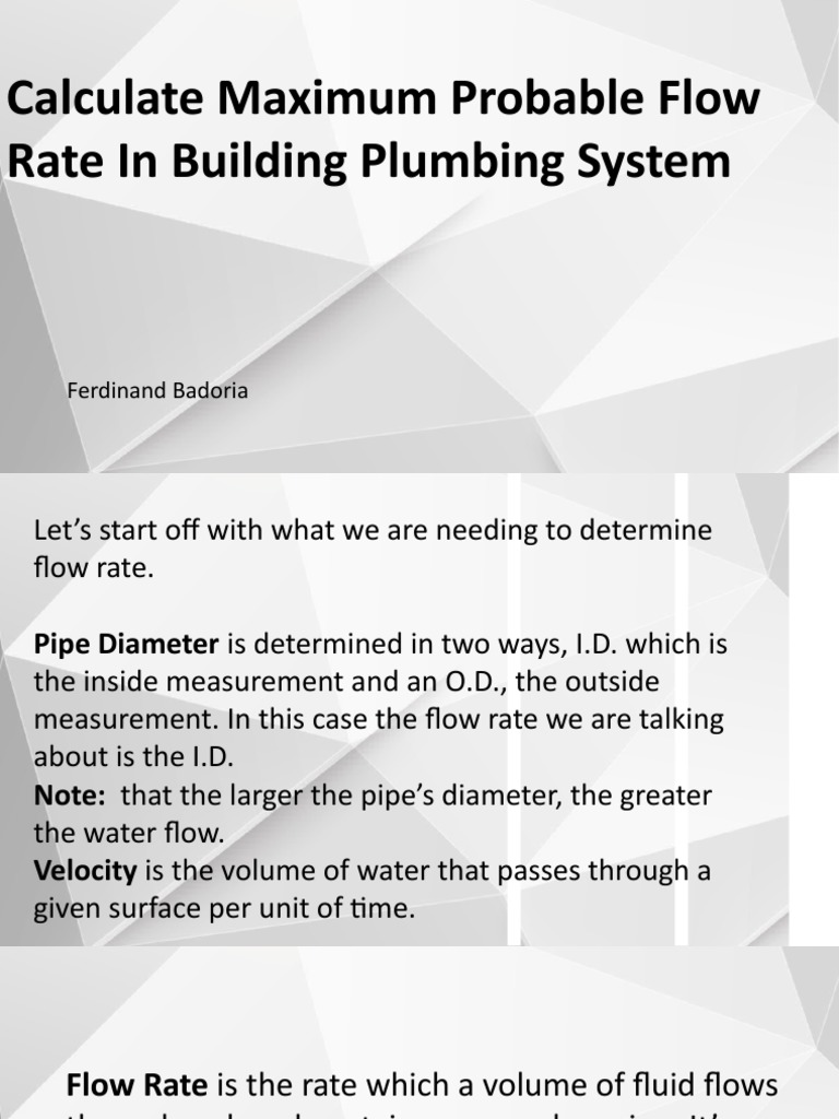 Calculate Maximum Probable Flow Rate in Building Plumbing System | PDF
