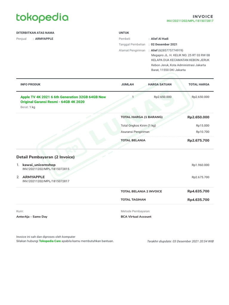 Invoice Apple | PDF