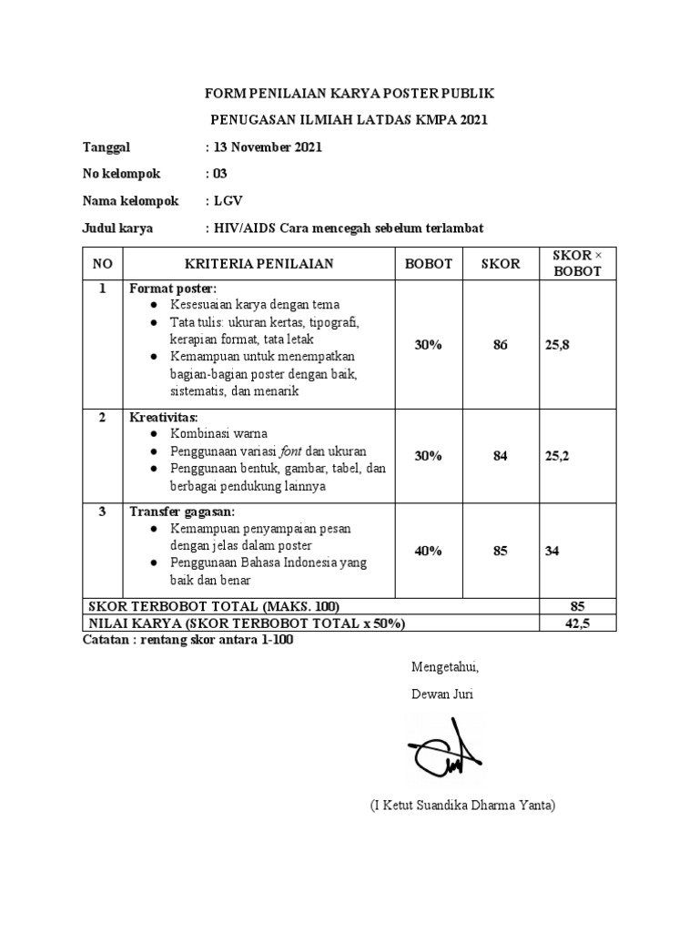 Penilaian Karya Poster Publik 2021 | PDF | Seni