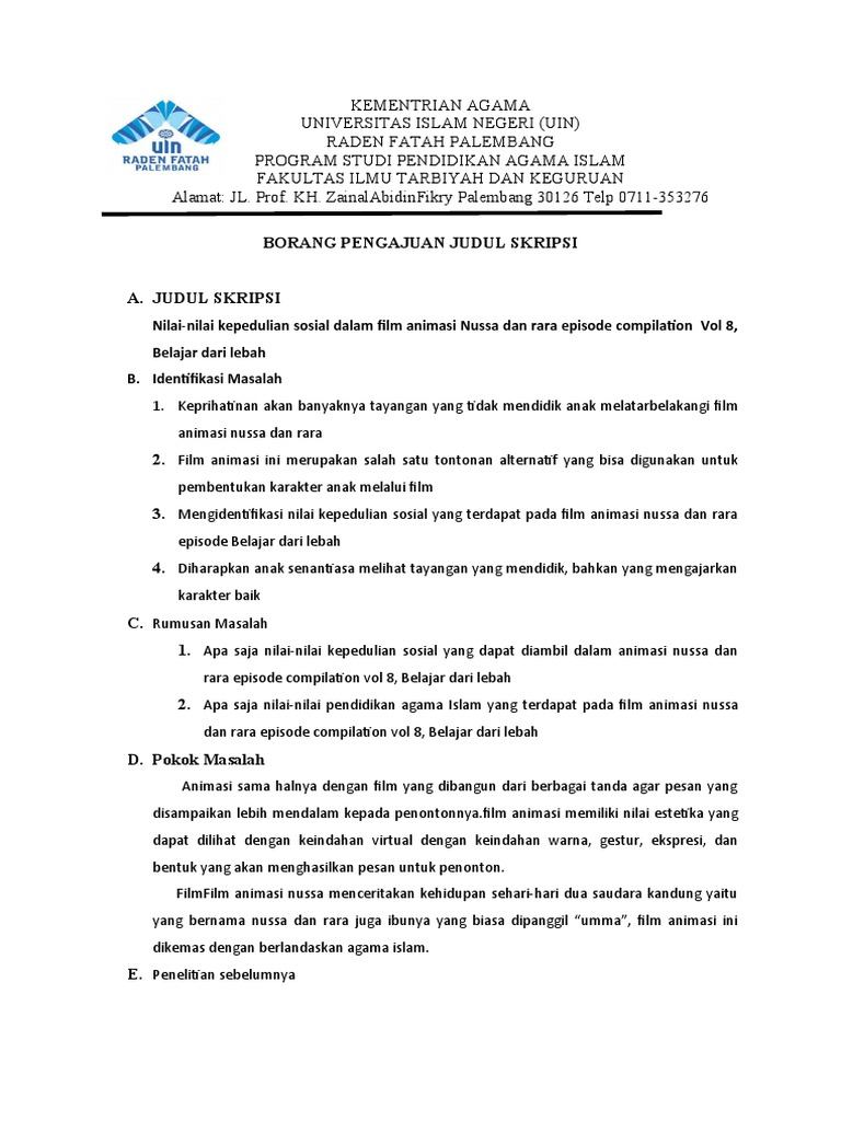 Borang Nussa Dan Rara, Episode Belajar Dari Lebah. | PDF | Kesehatan ...