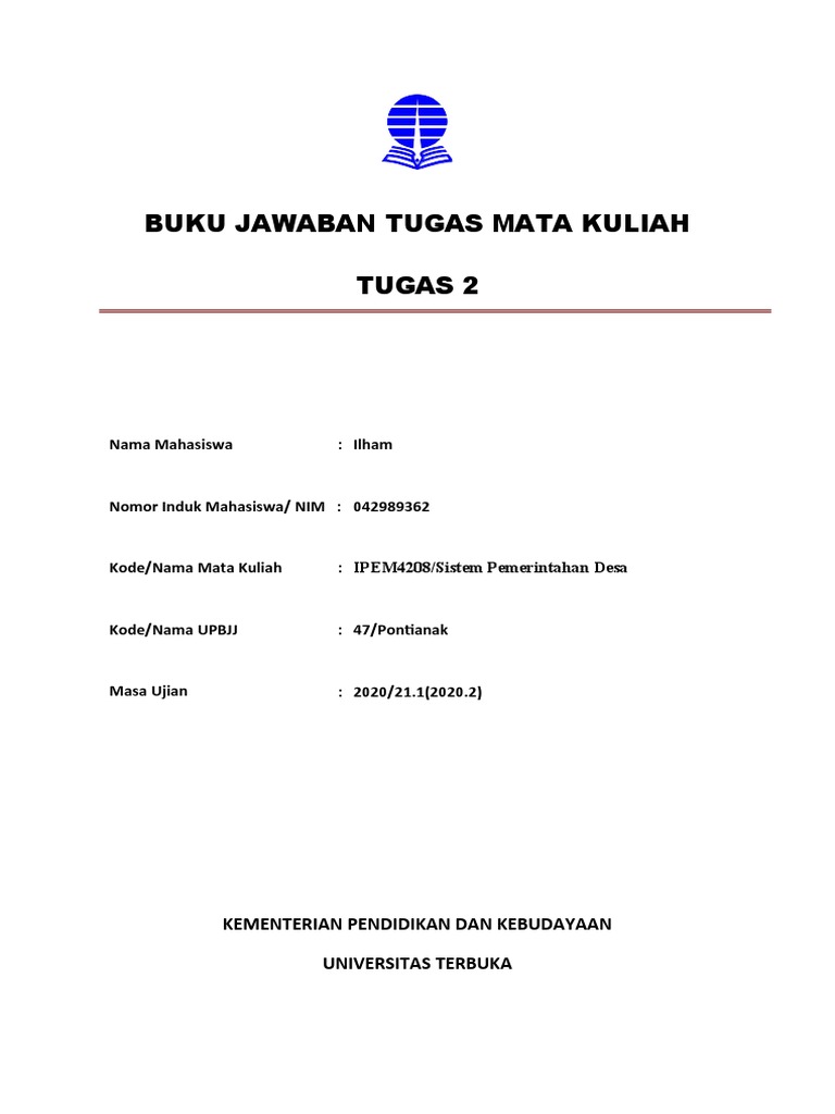 Tugas 2 IPEM4208 Sistem Pemerintahan Desa | PDF | Politik | Hukum