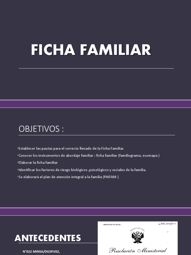 Llenado y Objetivos de la Ficha Familiar | PDF | Sicología