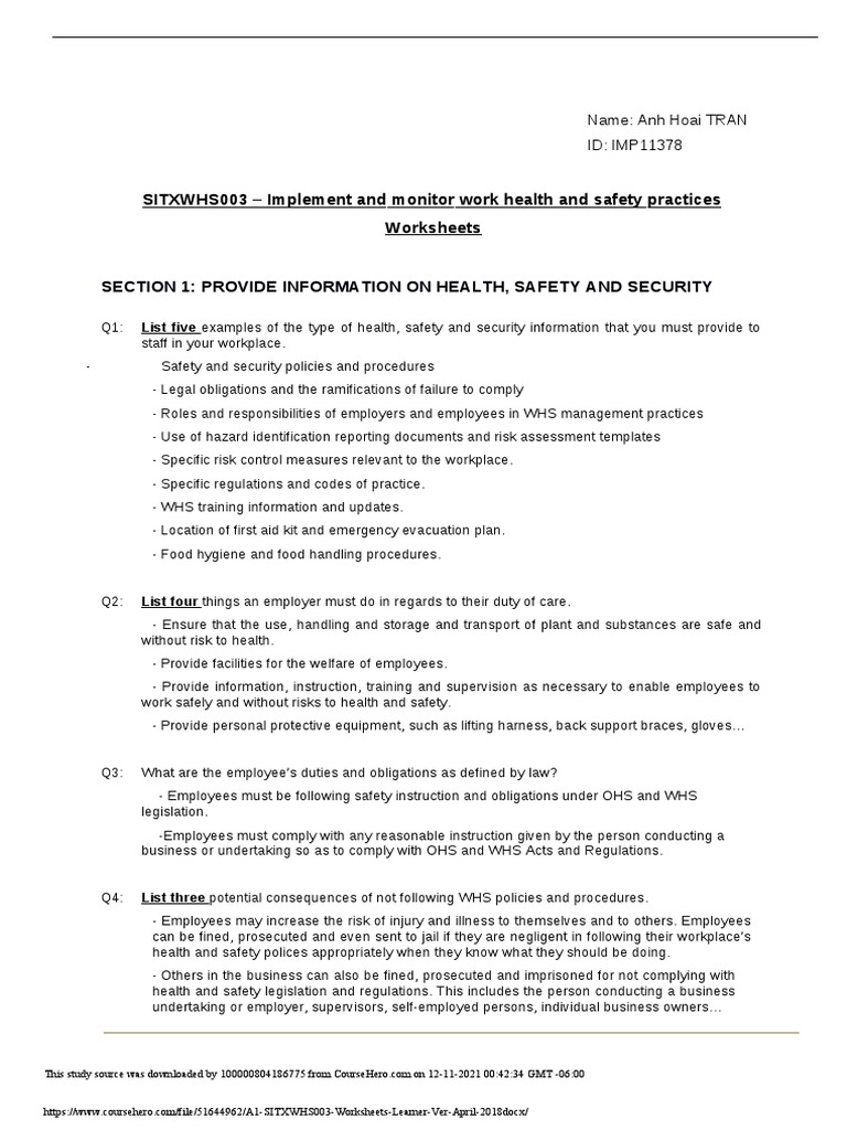 WHS Practices & Compliance Guide | PDF | Occupational Safety And Health ...