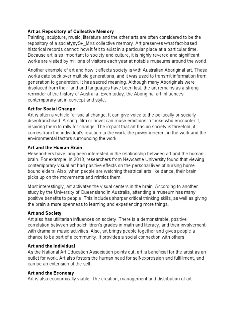 Art As Repository of Collective Memory | PDF | Cognitive Science ...