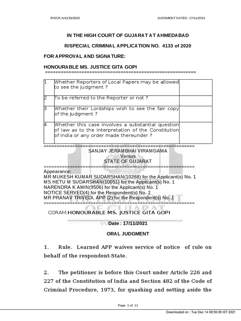 Quashing of FIR in Land Case of Amreli - N K AMIN LAW ASSOCIATES | PDF ... Quashing of FIR in Land Case of Amreli - N K AMIN LAW ASSOCIATES | PDF ...