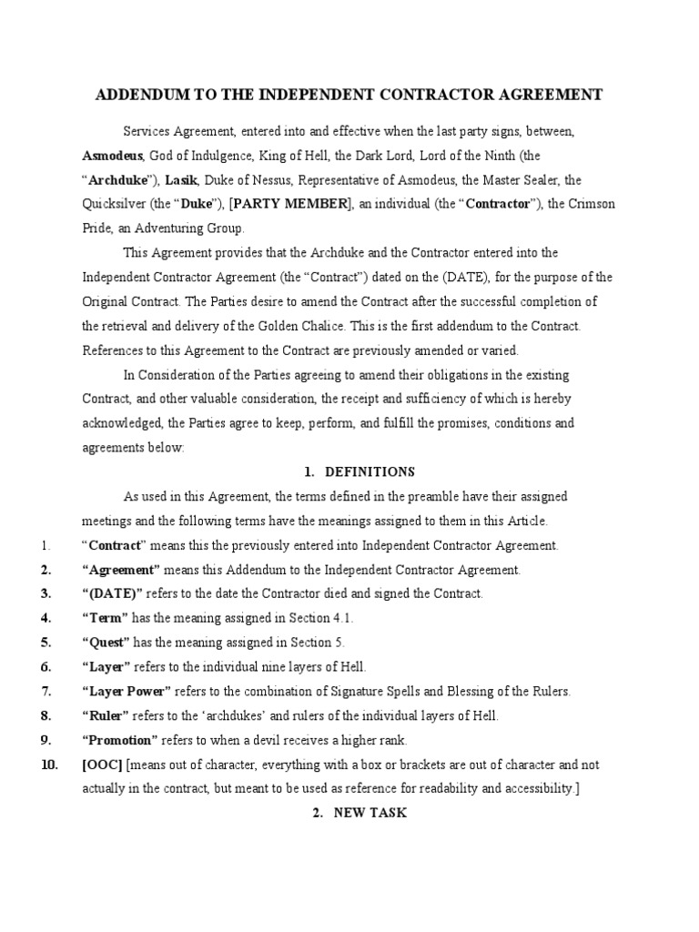 Addendum To DND Contract Online | PDF