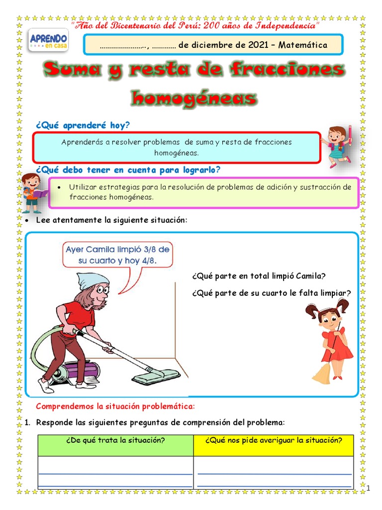 Hojas De Trabajo Gratuitas Para Sumar Y Restar Fracciones