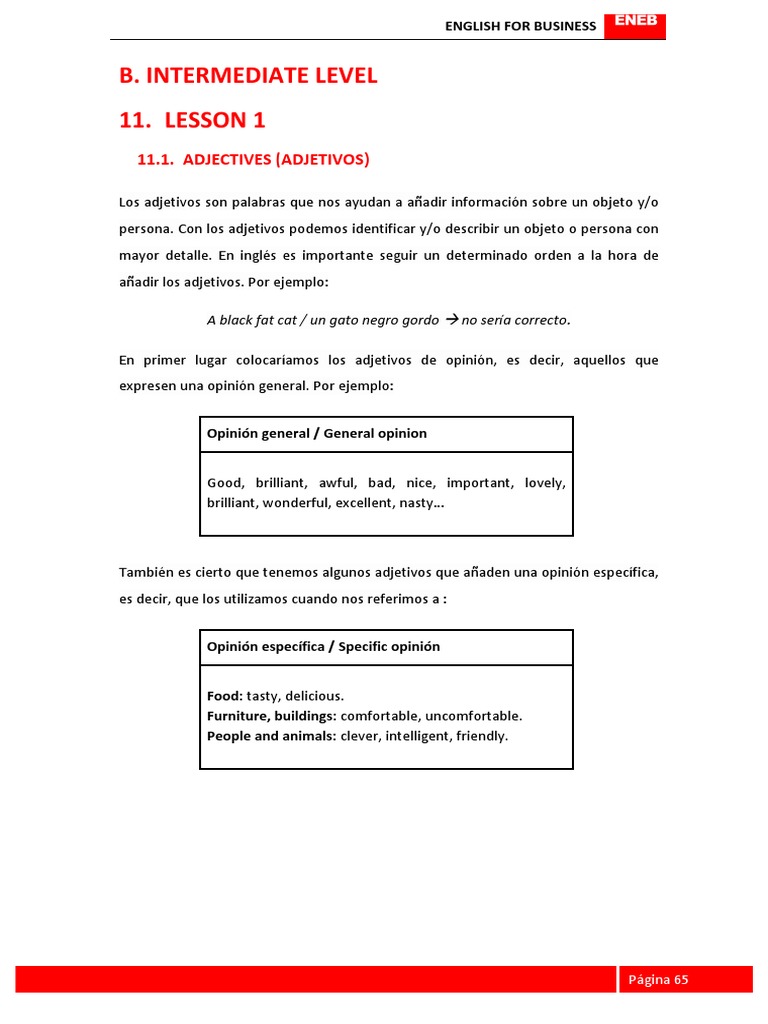 Intermediate Level English | PDF | Verbo | Adjetivo