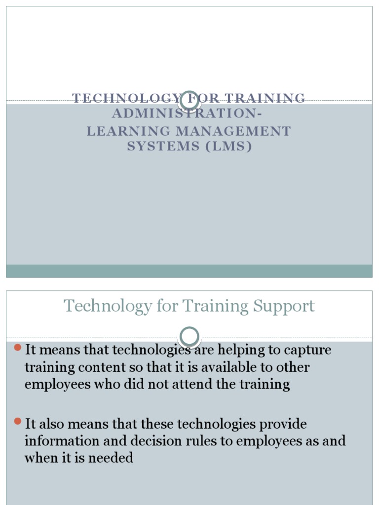 Technology For Training Administration-Learning Management Systems (LMS ...
