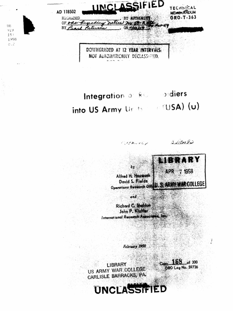 Integration of ROK Soldiers Into US Army Units (KATUSA) | PDF | Korean ...