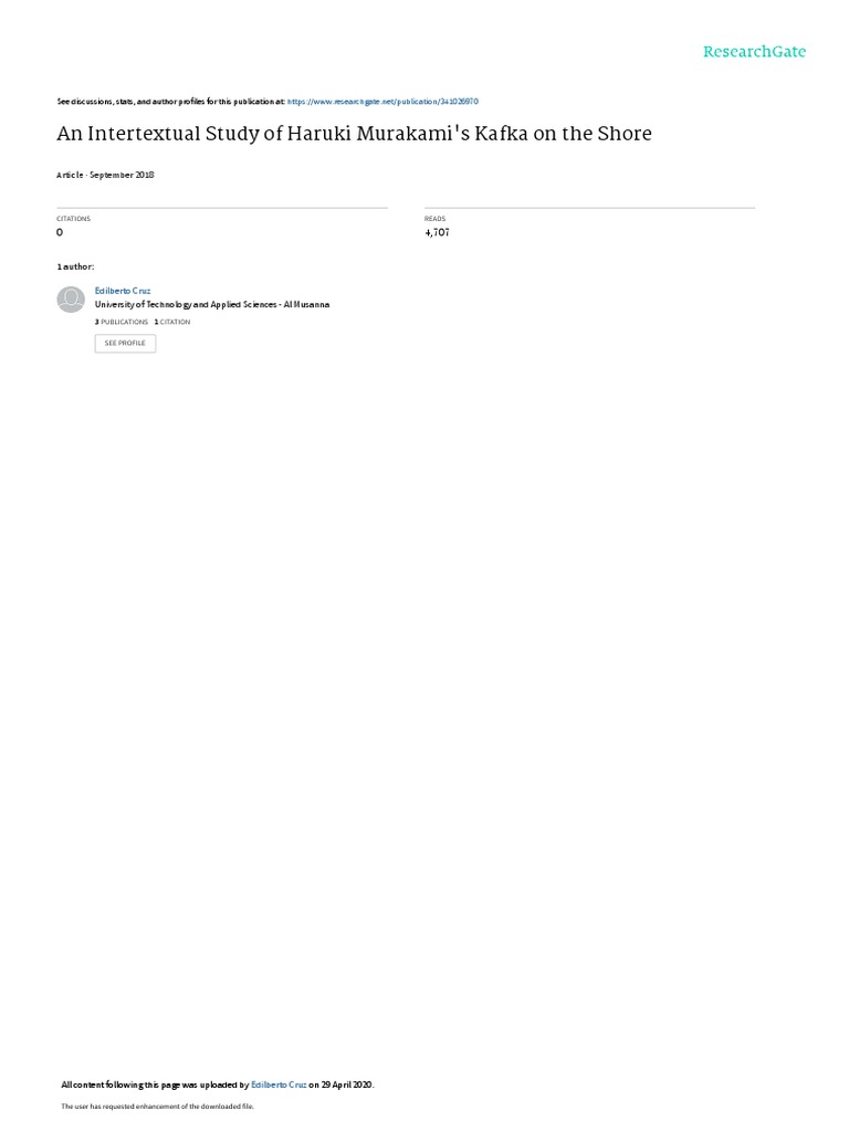 Kafka On The Shore | PDF | Intertextuality | Huckleberry Finn