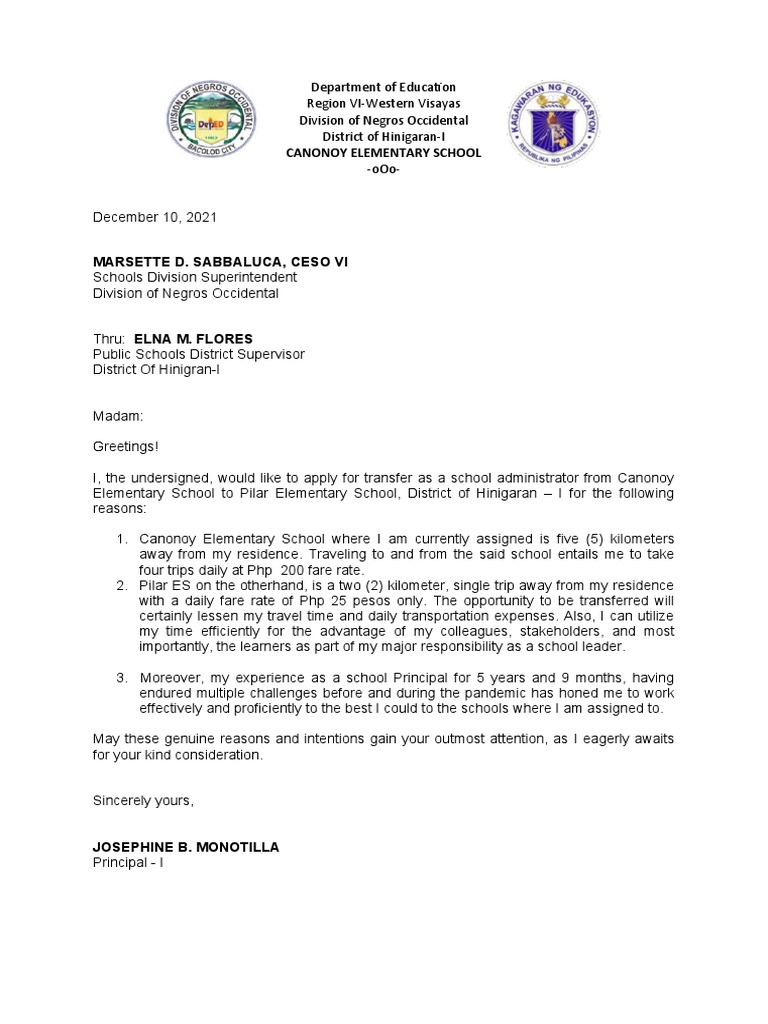 Letter of Intent To Transfer School | PDF