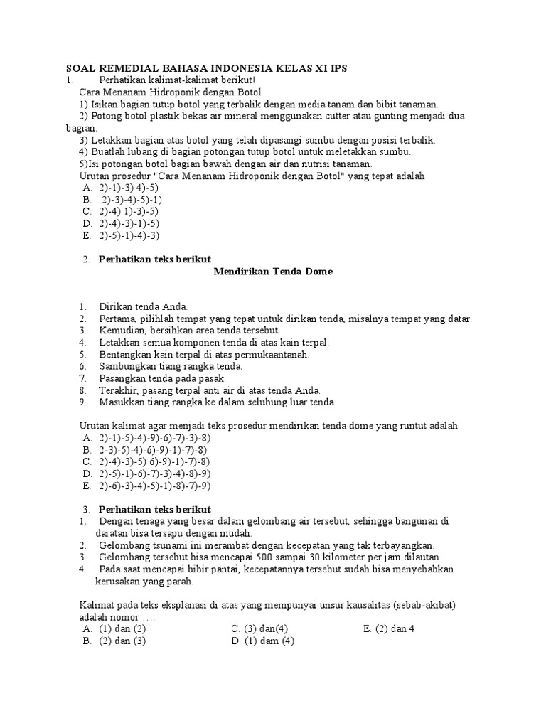 Soal Remedial Bi - Xi Ips | PDF