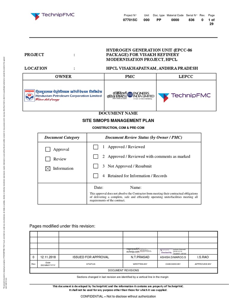 Site SIMOPS Management Plan | PDF | General Contractor | Personal ...