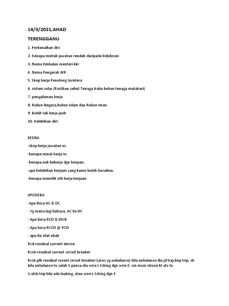 Updated Soalan Interview KKR | PDF