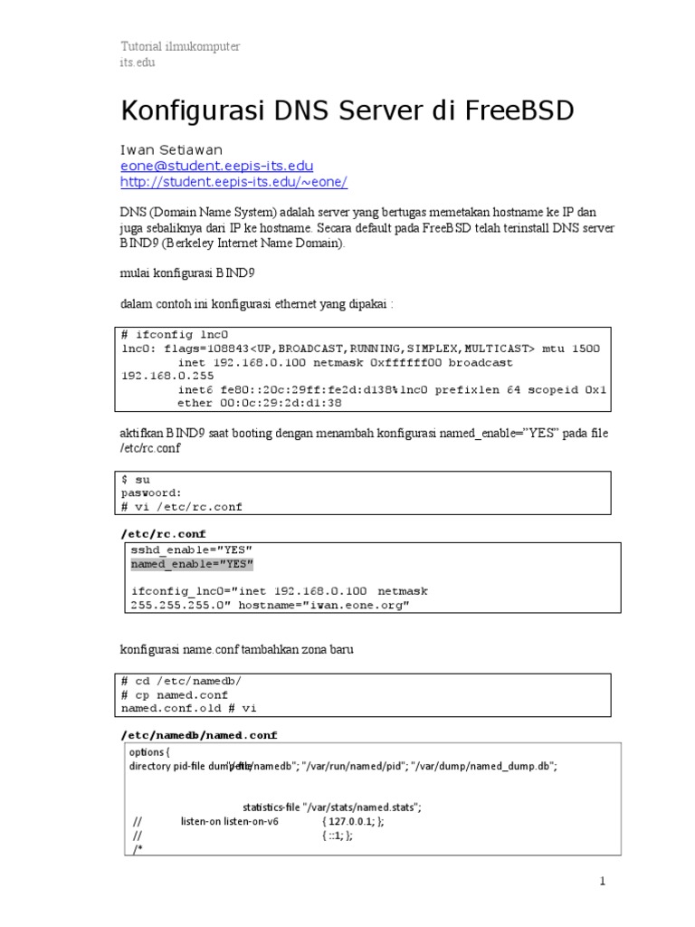 Konfigurasi Dns Server Di Freebsd | PDF | Sistem Nama Domain | Protokol ...