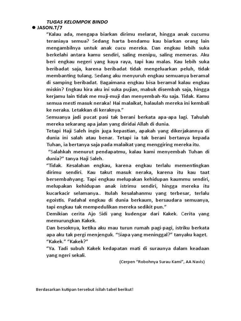 Latihan Soal Cerpen (Kelompok) | PDF