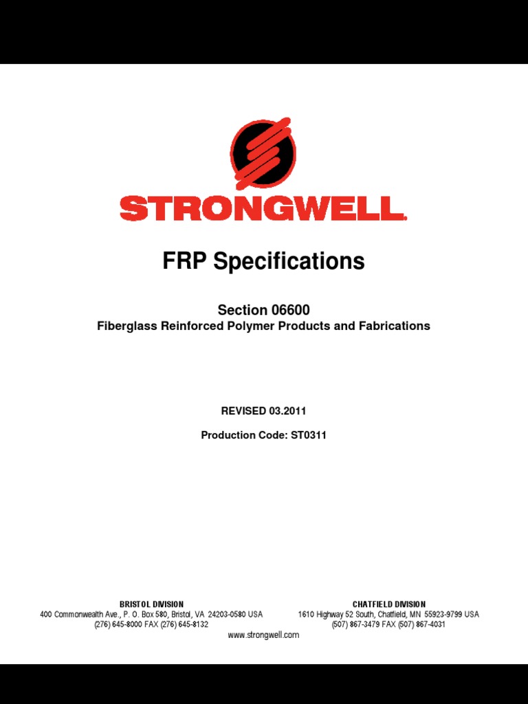 Strongwell Specs | PDF | Fibre Reinforced Plastic | Fiberglass