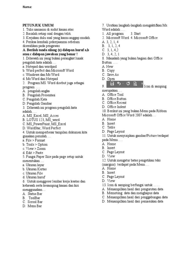 45+ Contoh Soal UAS TIK Kelas 8 SMP MTs Semester Ganjil | PDF