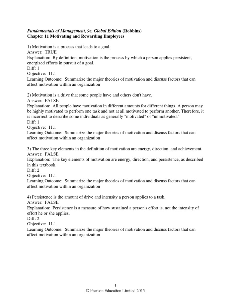 Chapter 11 Motivating and Rewarding Employees: Fundamentals of ...