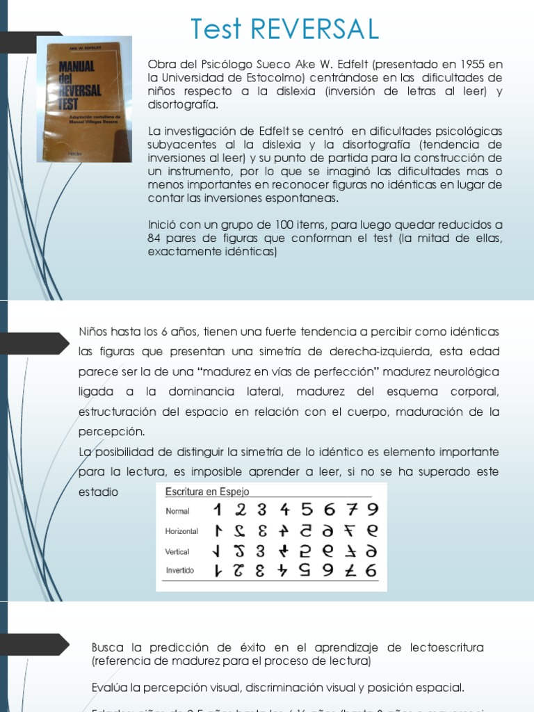 Test REVERSAL: Evaluación de Dislexia Infantil | PDF | Dislexia
