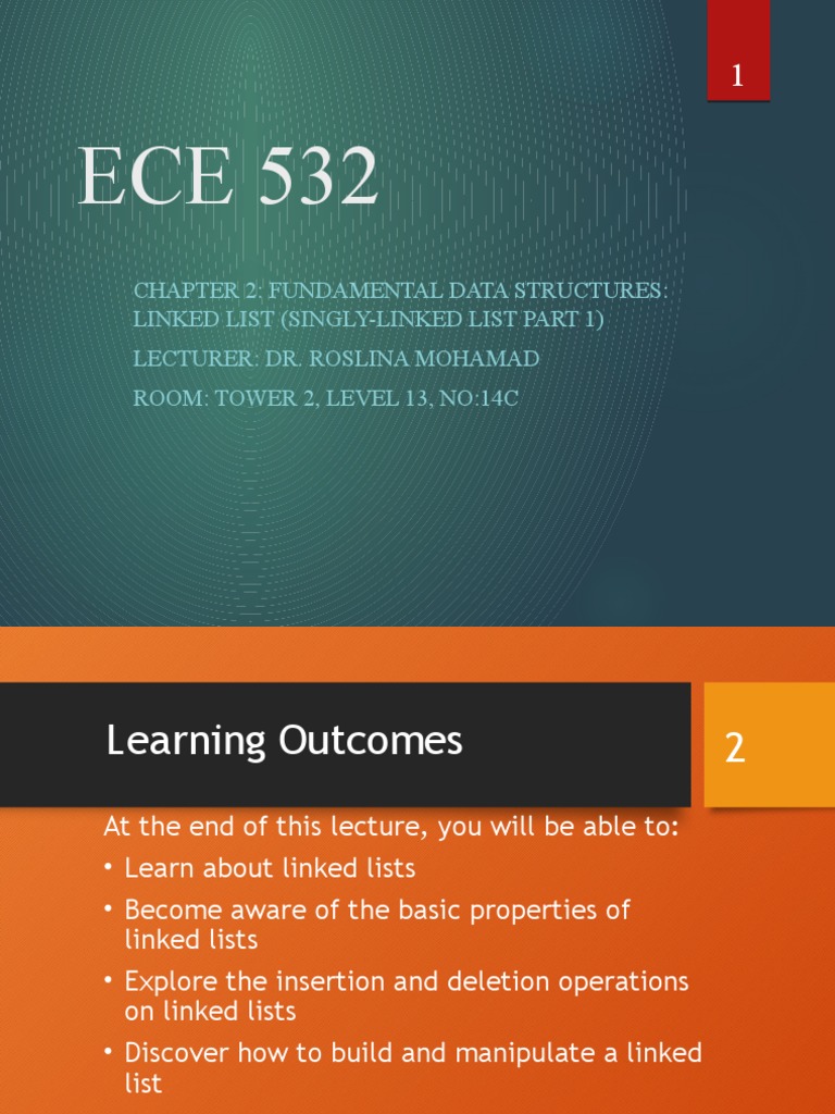 ECE 532 Chapter 2: Fundamental Data Structures Linked Lists | PDF ...