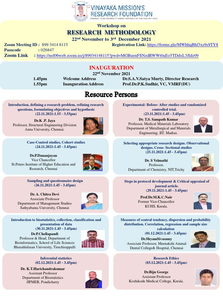 Research Methodology Workshop 17.11.2021 | PDF | Biostatistics | Statistics