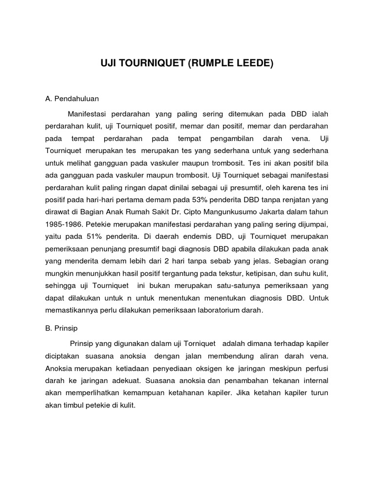 Uji Tourniquet untuk Diagnosis DBD | PDF
