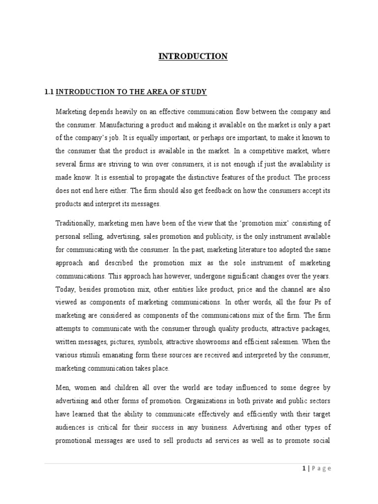 1.1 Introduction To The Area of Study | PDF | Marketing | Communication ...
