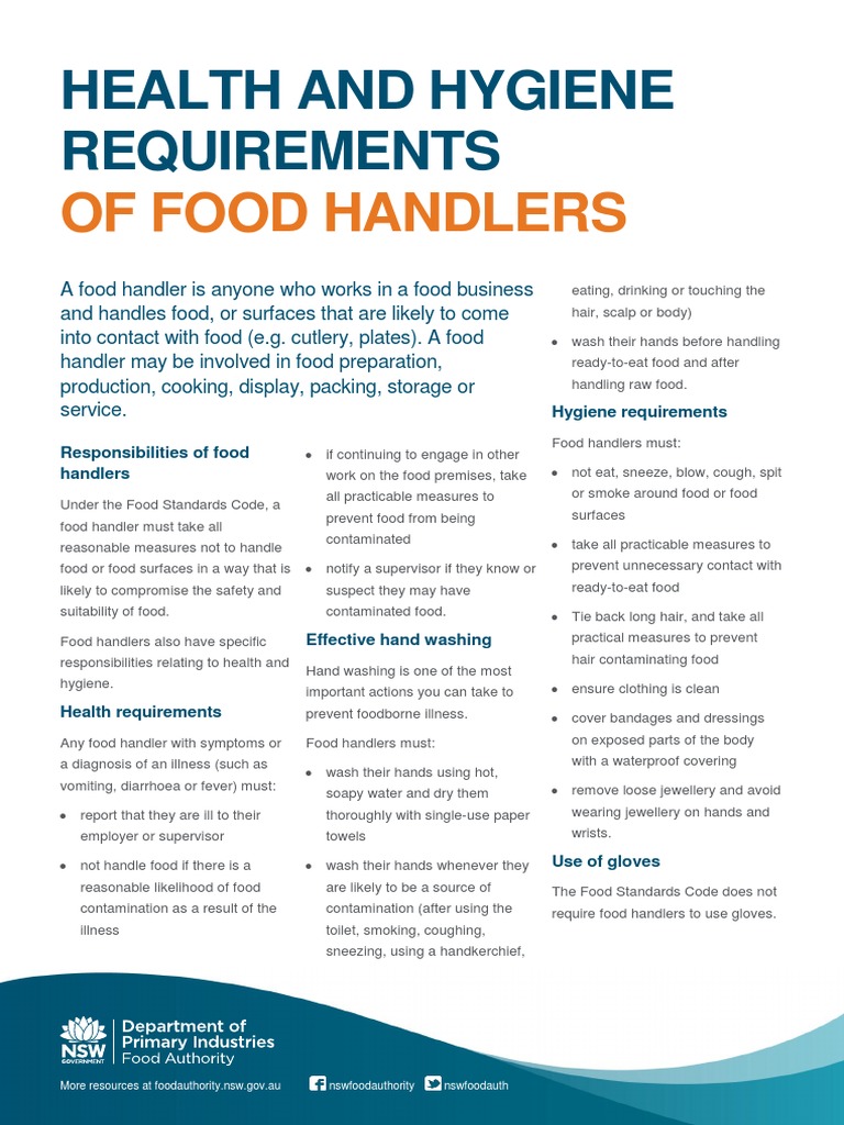 Of Food Handlers: Health and Hygiene Requirements | PDF | Foods | Hygiene
