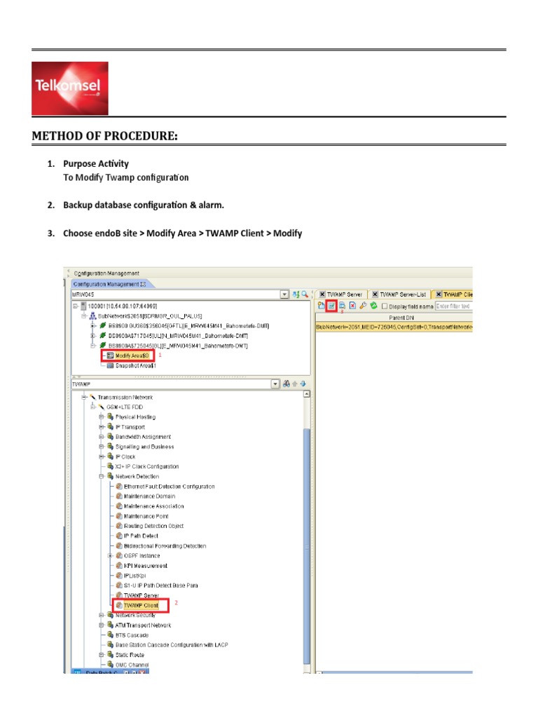 Method of Procedure:: To Modify Twamp Configuration | PDF