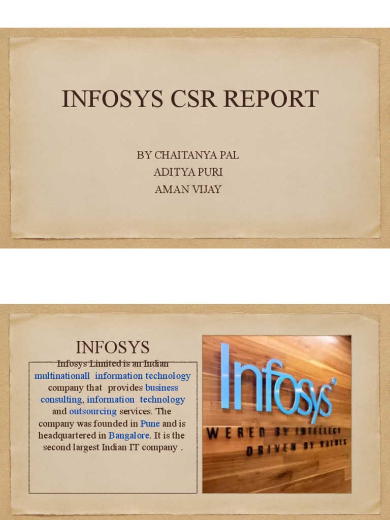 Infosys CSR Initiatives Overview | PDF | Corporate Social ...