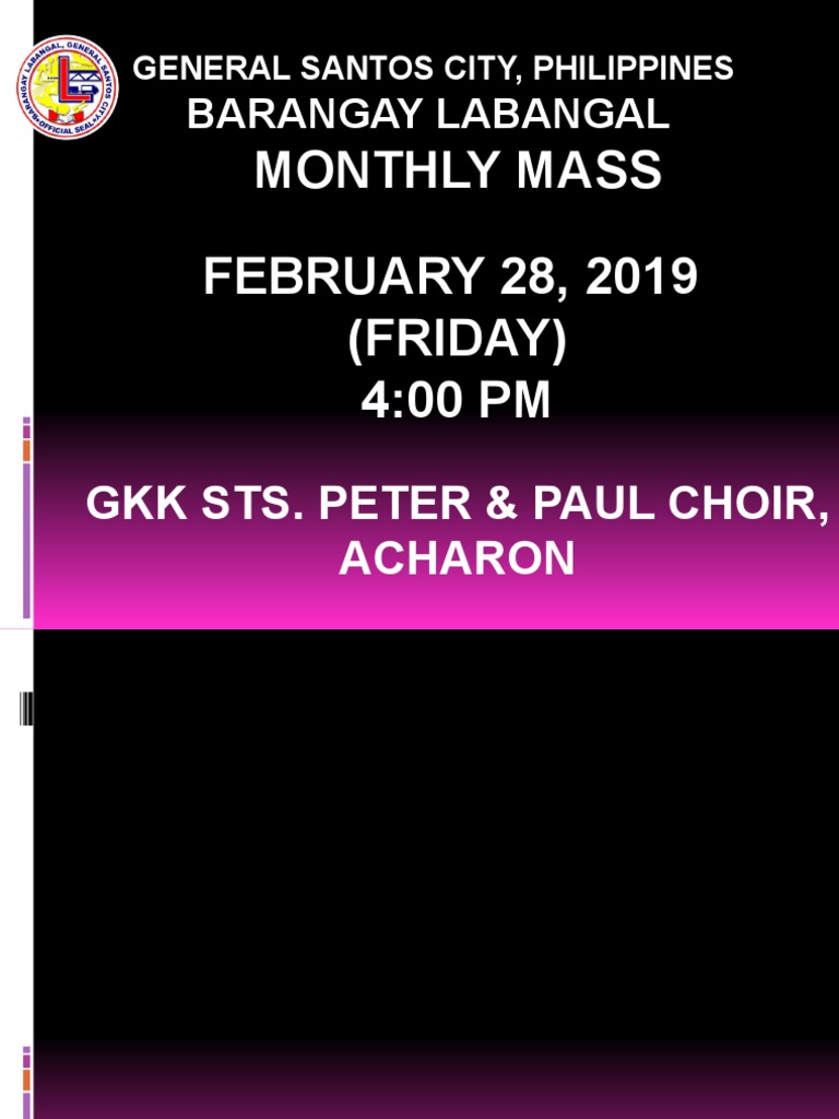 Brgy Labangal. Mass | PDF