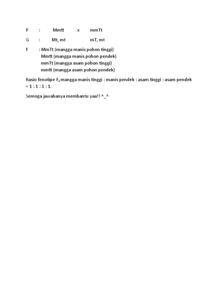 Rasio Fenotipe Mangga F1 1:1:1:1 | PDF
